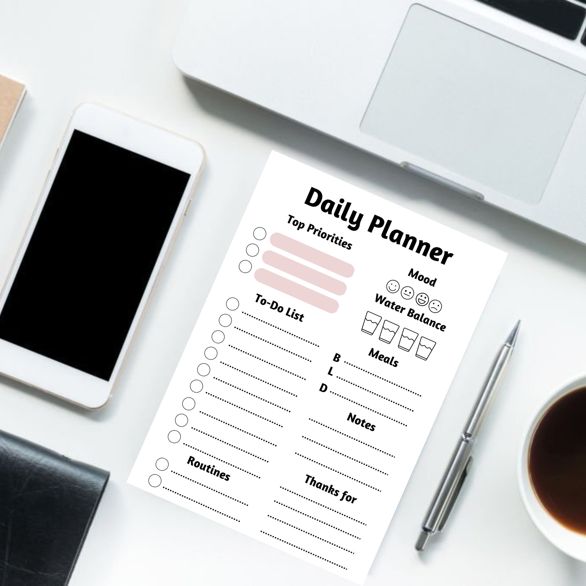 EDITABLE DAILY PLANNER, Printable Productivity Planner for Work, Daily ...
