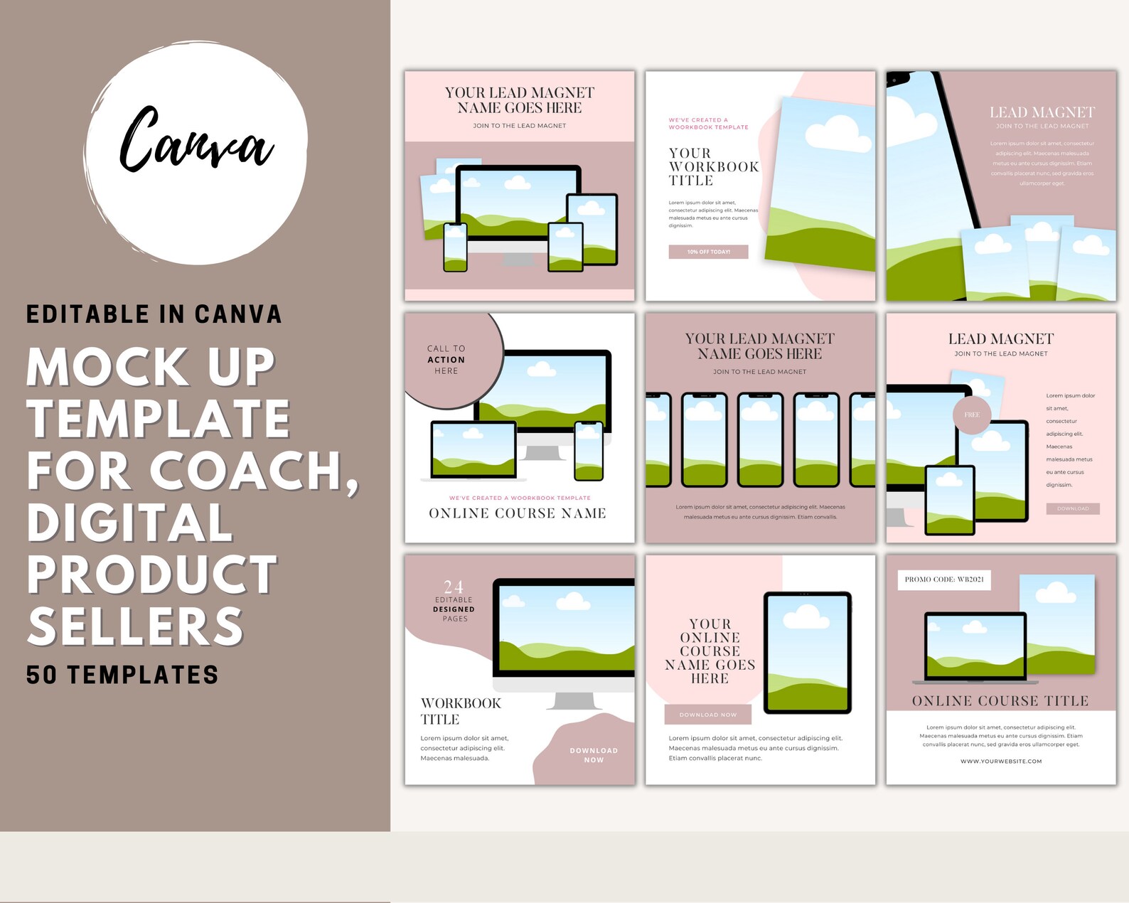 Mock up Canva Template for Coach | Digital Product Mock up | Online ...