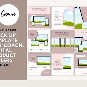 Mock up Canva Template for Coach | Digital Product Mock up | Online Course Mock up | Canva ...