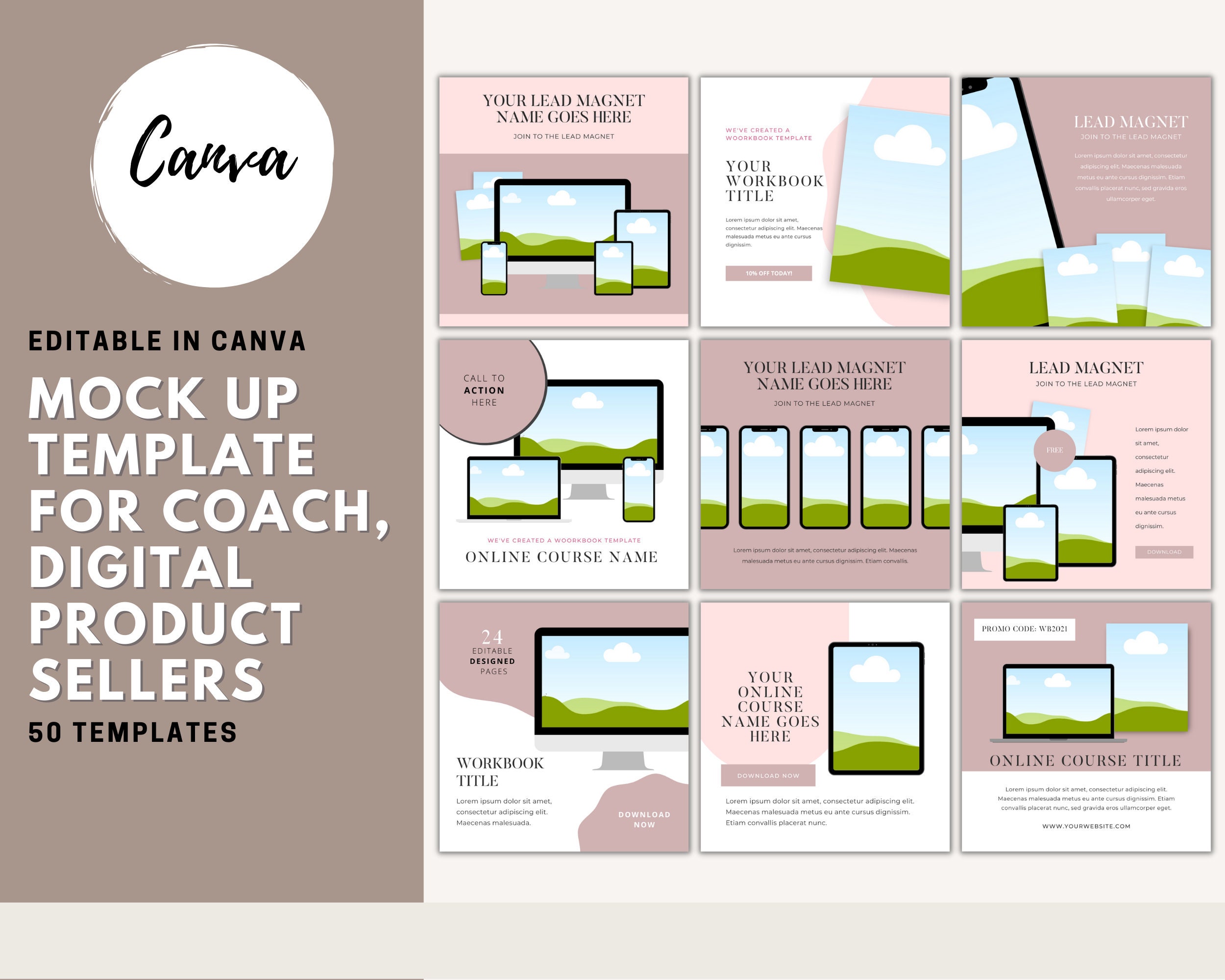 Mock up Canva Template for Coach | Digital Product Mock up | Online ...