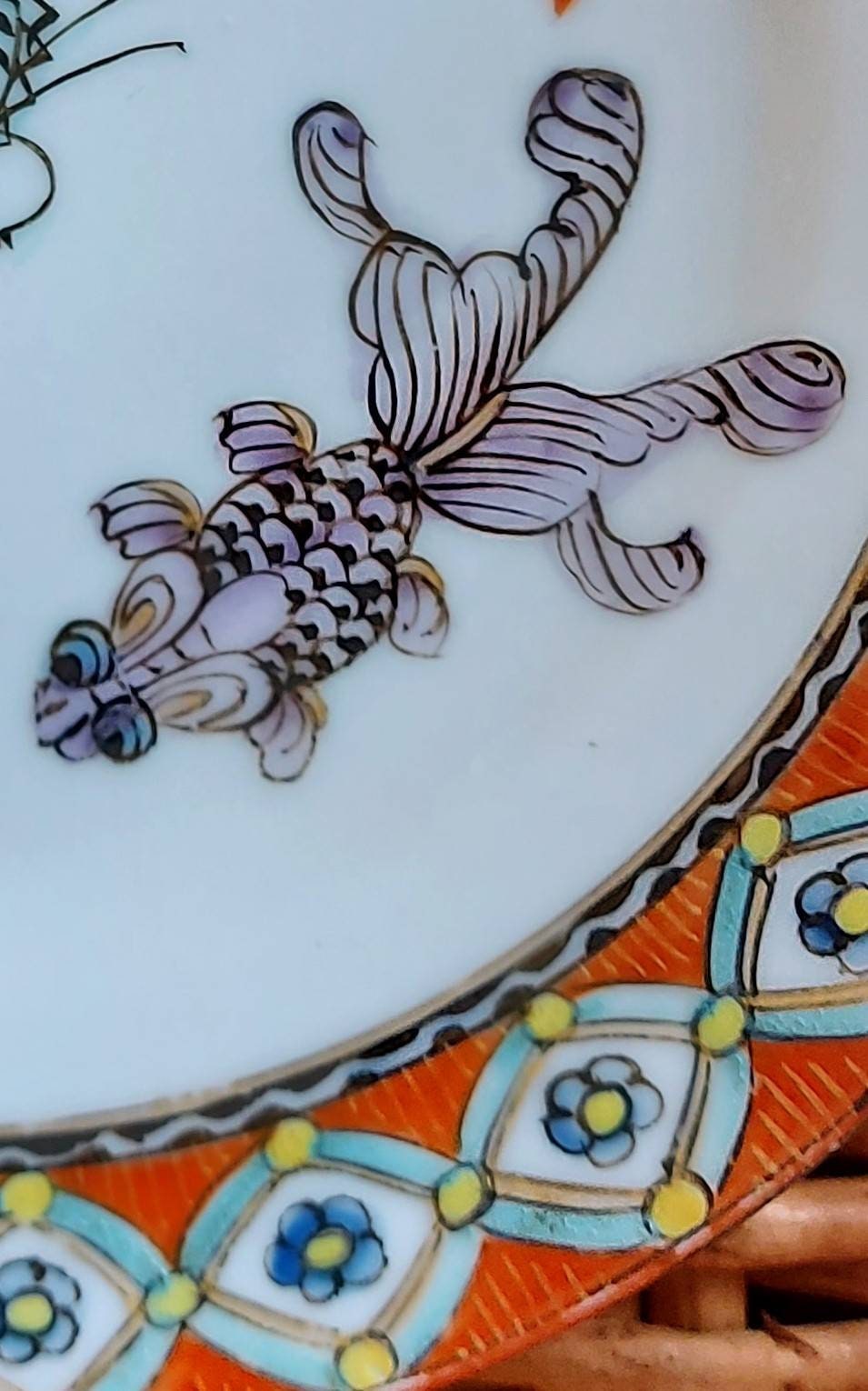 Antique Chinese, Fish Design Plate, Goldfish, Shrimp, Koi Fish ...
