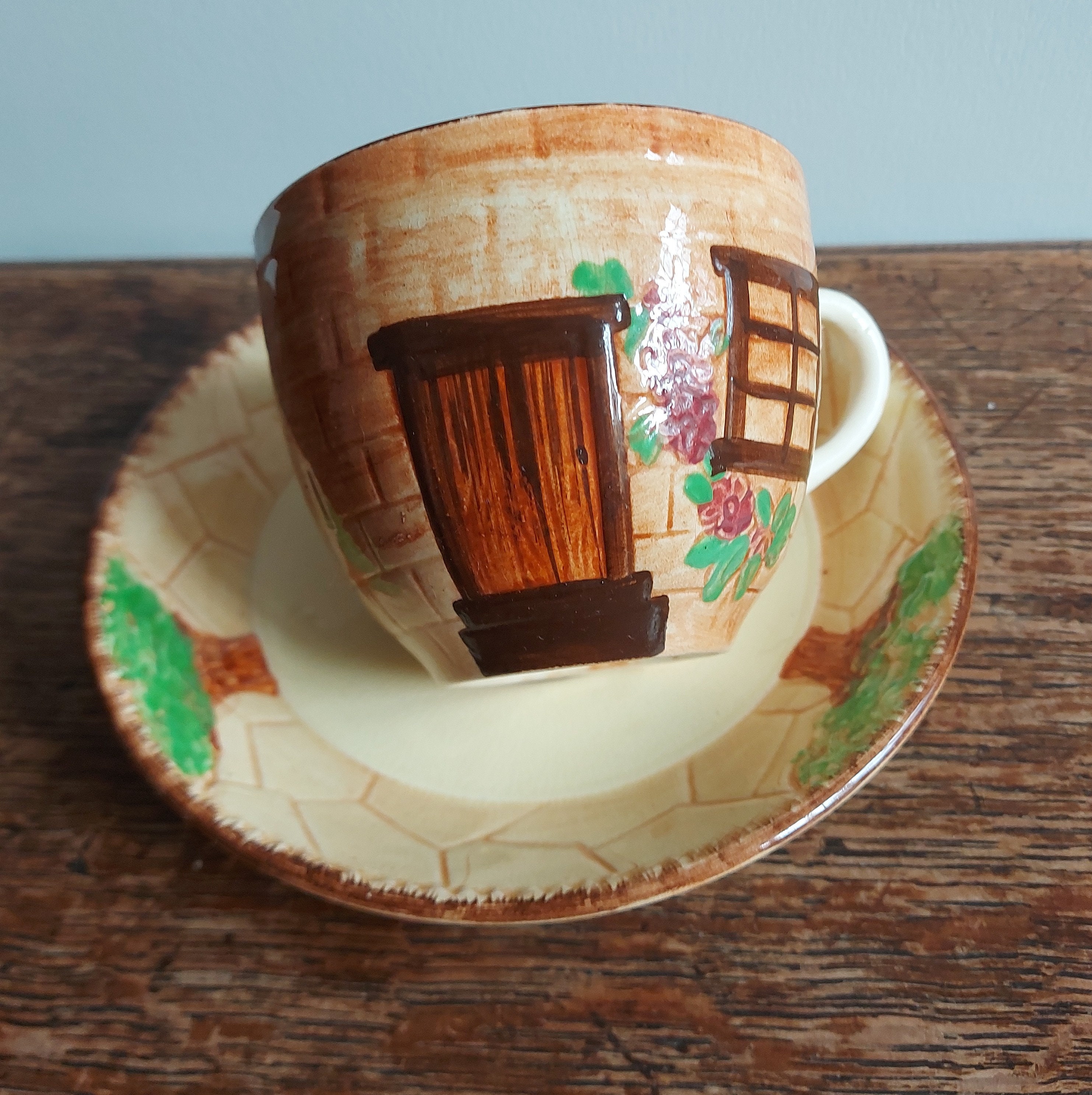 Vintage Cottage Ware, Burlington Pottery, Cup and Saucer. Handpsinted ...