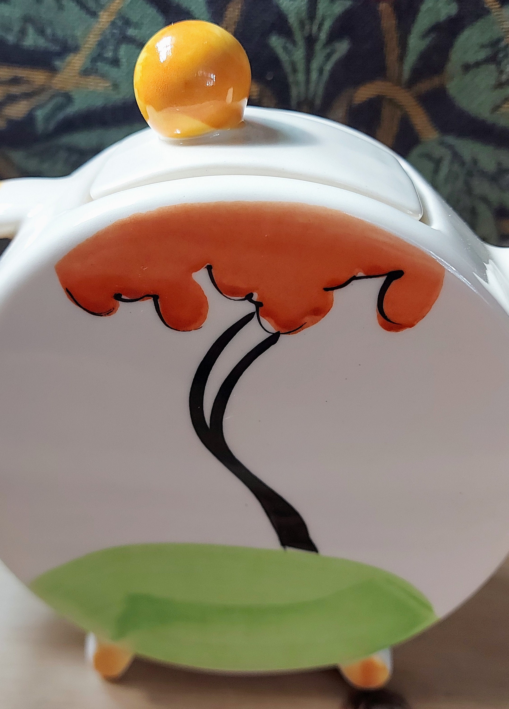 Clarice Cliff Style, Art Deco Design, Hand Painted Small Vintage Teapot ...
