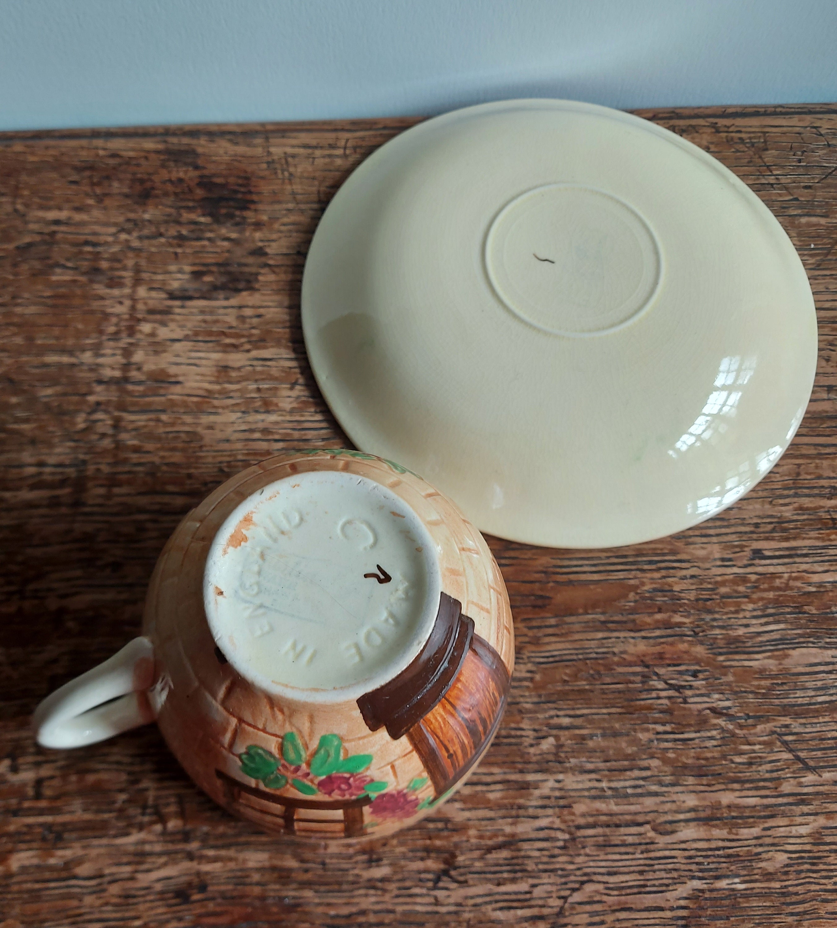 Vintage Cottage Ware, Burlington Pottery, Cup and Saucer. Handpsinted ...