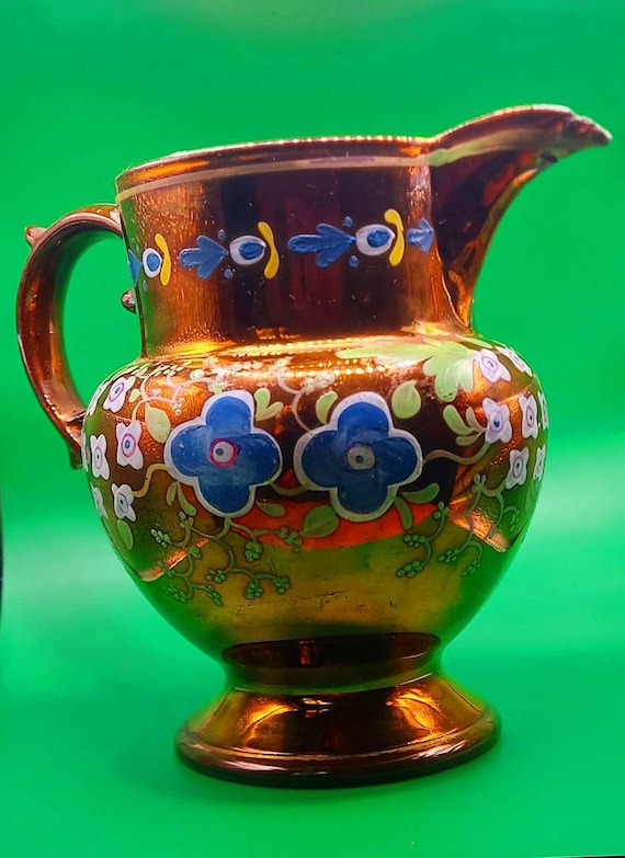 Antique Copper Lustreware Handpainted Pitcher/jug. Circa - Etsy