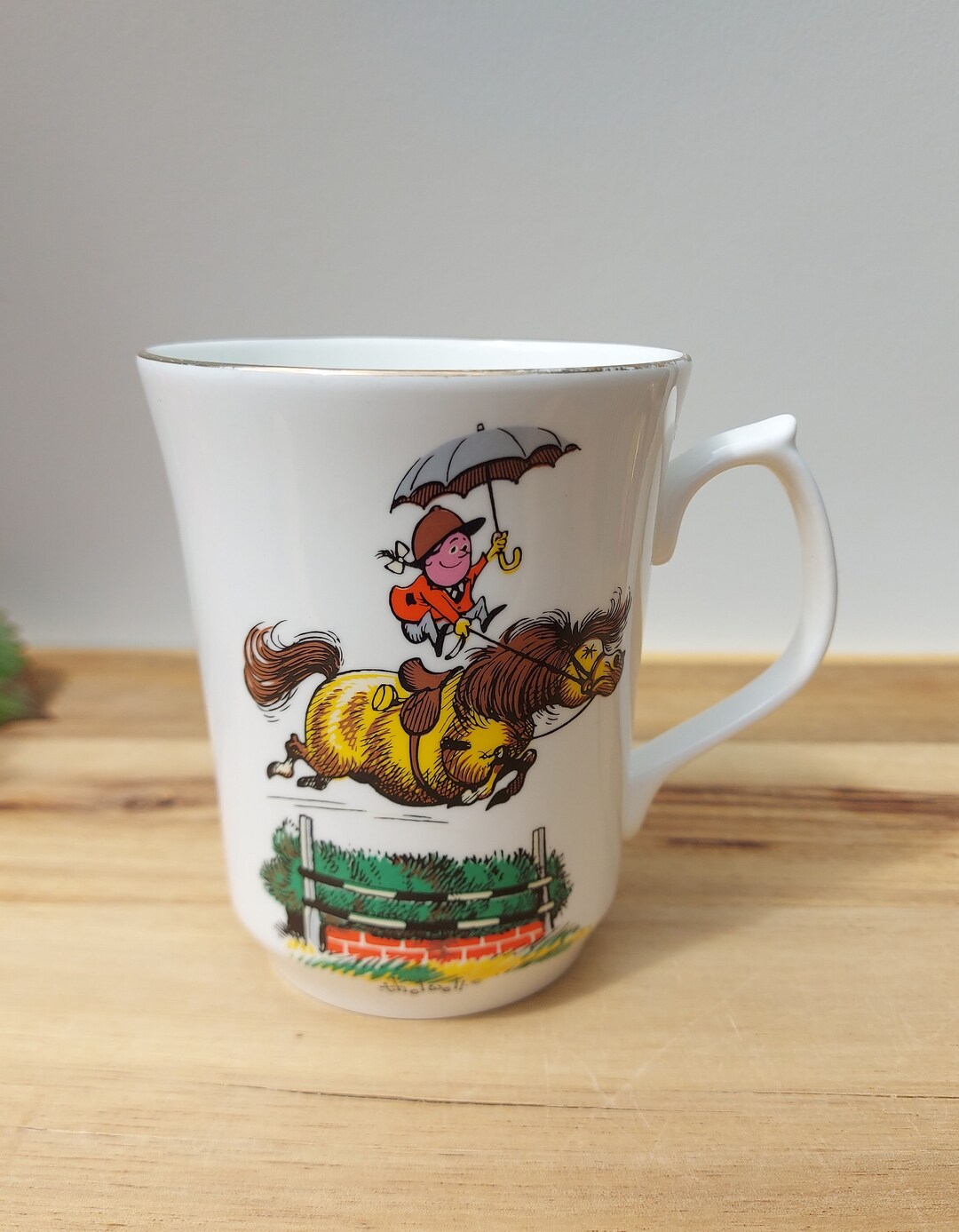 Vintage Thelwell Design. Cartoon English Hunter Jumper on a Horse ...