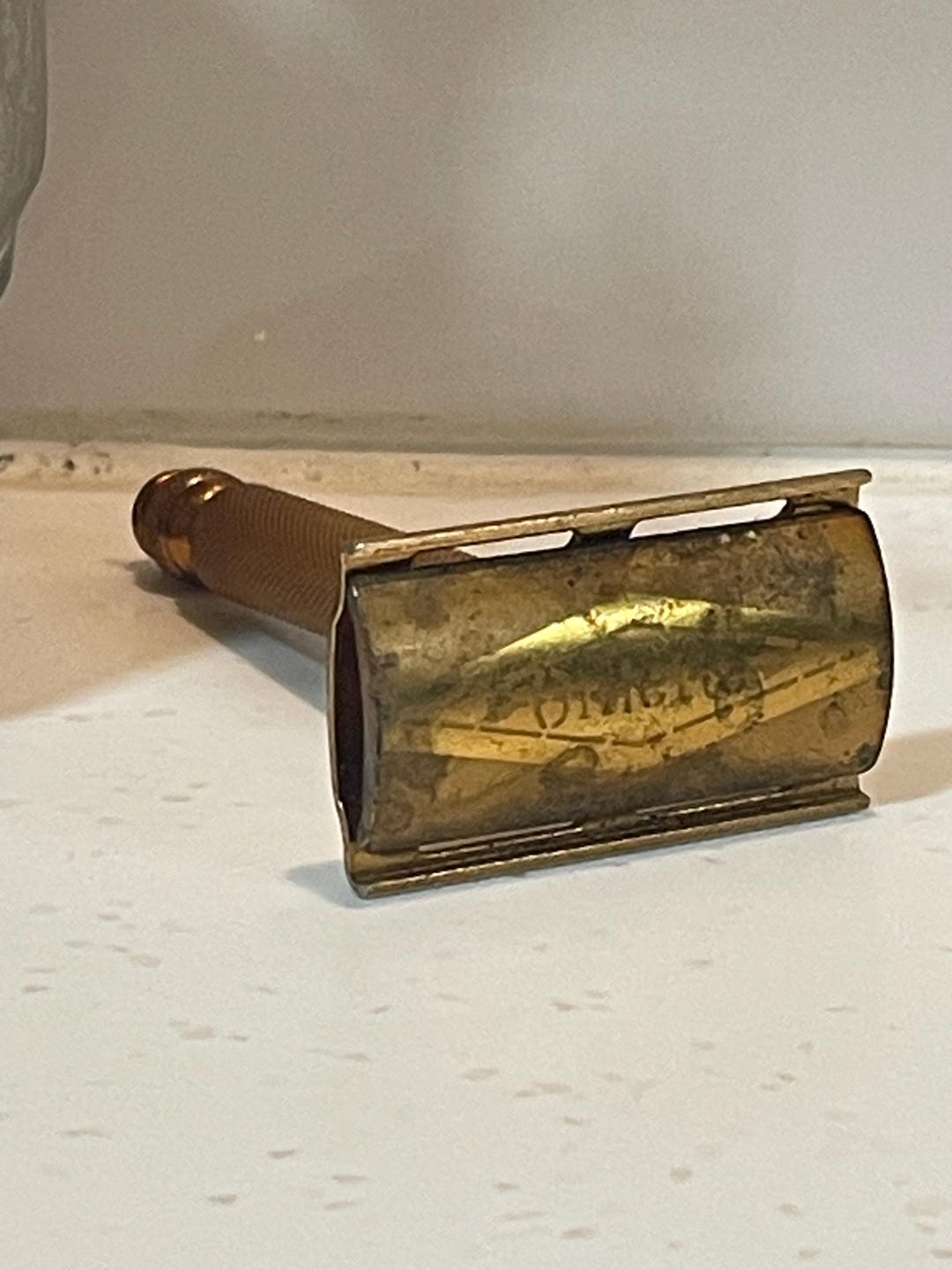 Vintage Gold-toned Gillette Tech Safety Razor—razorblade NOT INCLUDED ...