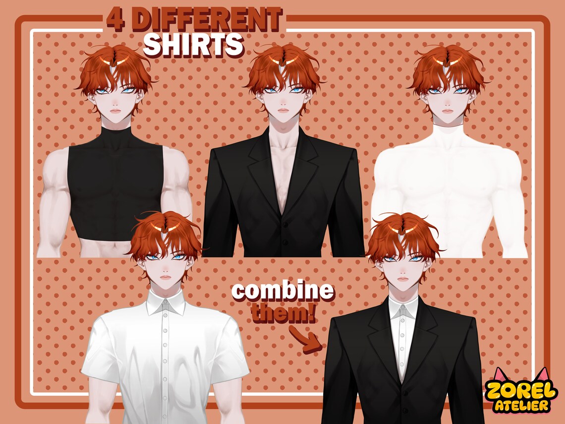 Customizable Vtuber Premade Live2d Male Avatar Fully Rigged Half Body ...