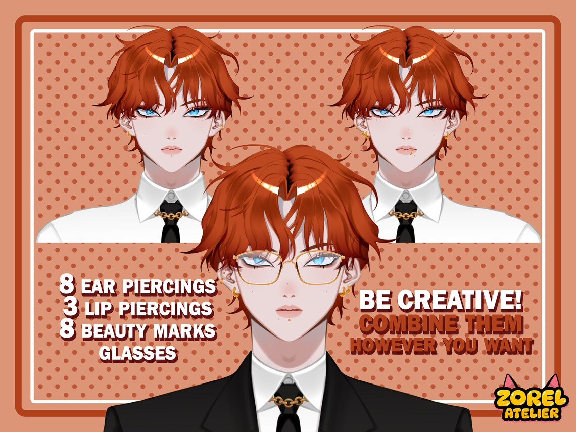 Customizable Vtuber Premade Live2d Male Avatar Fully Rigged Half Body ...