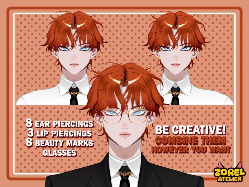 Customizable Vtuber - Premade Live2d Male Avatar | Fully Rigged Half ...
