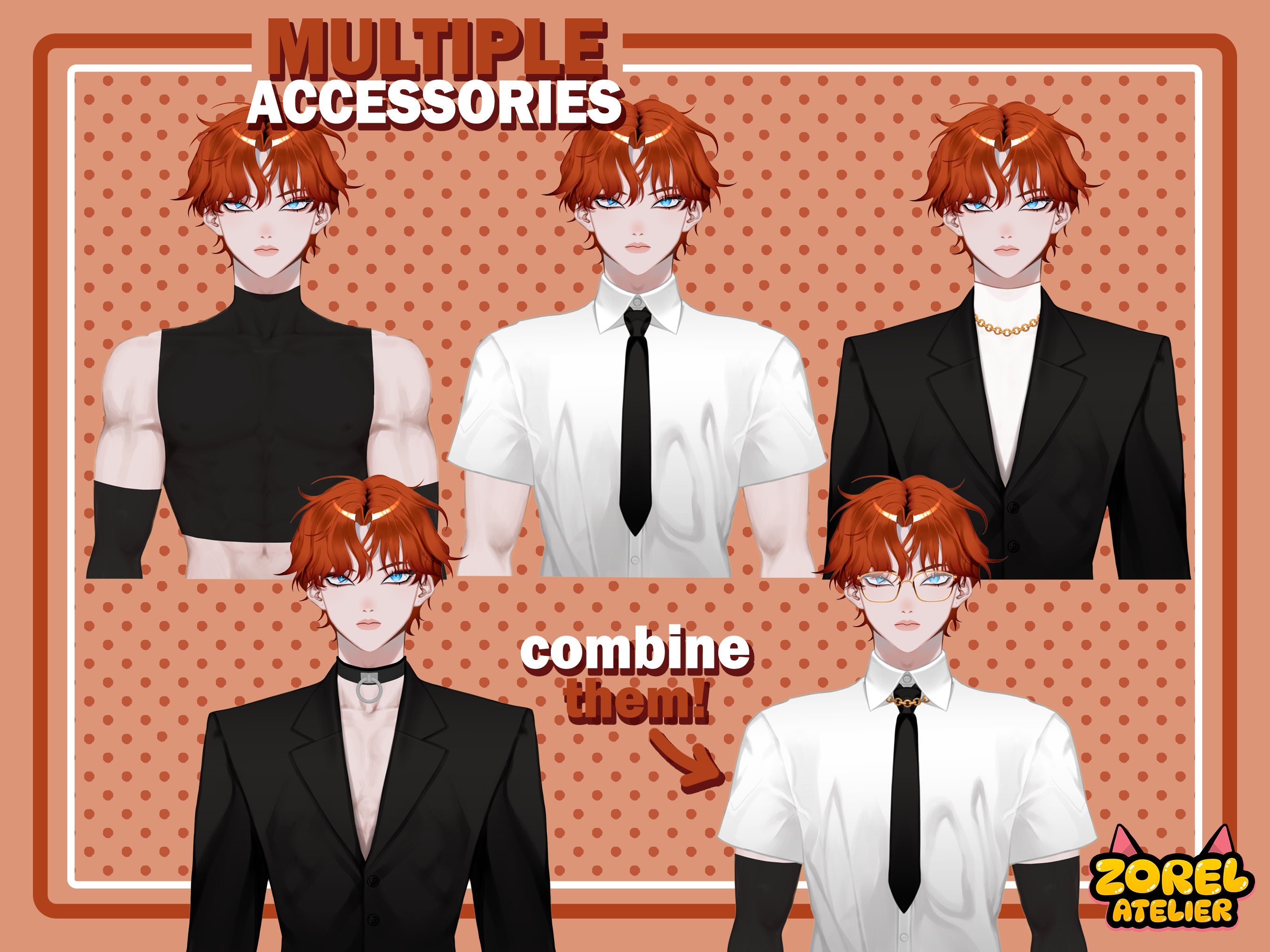 Customizable Vtuber Premade Live2d Male Avatar Fully Rigged Half Body ...