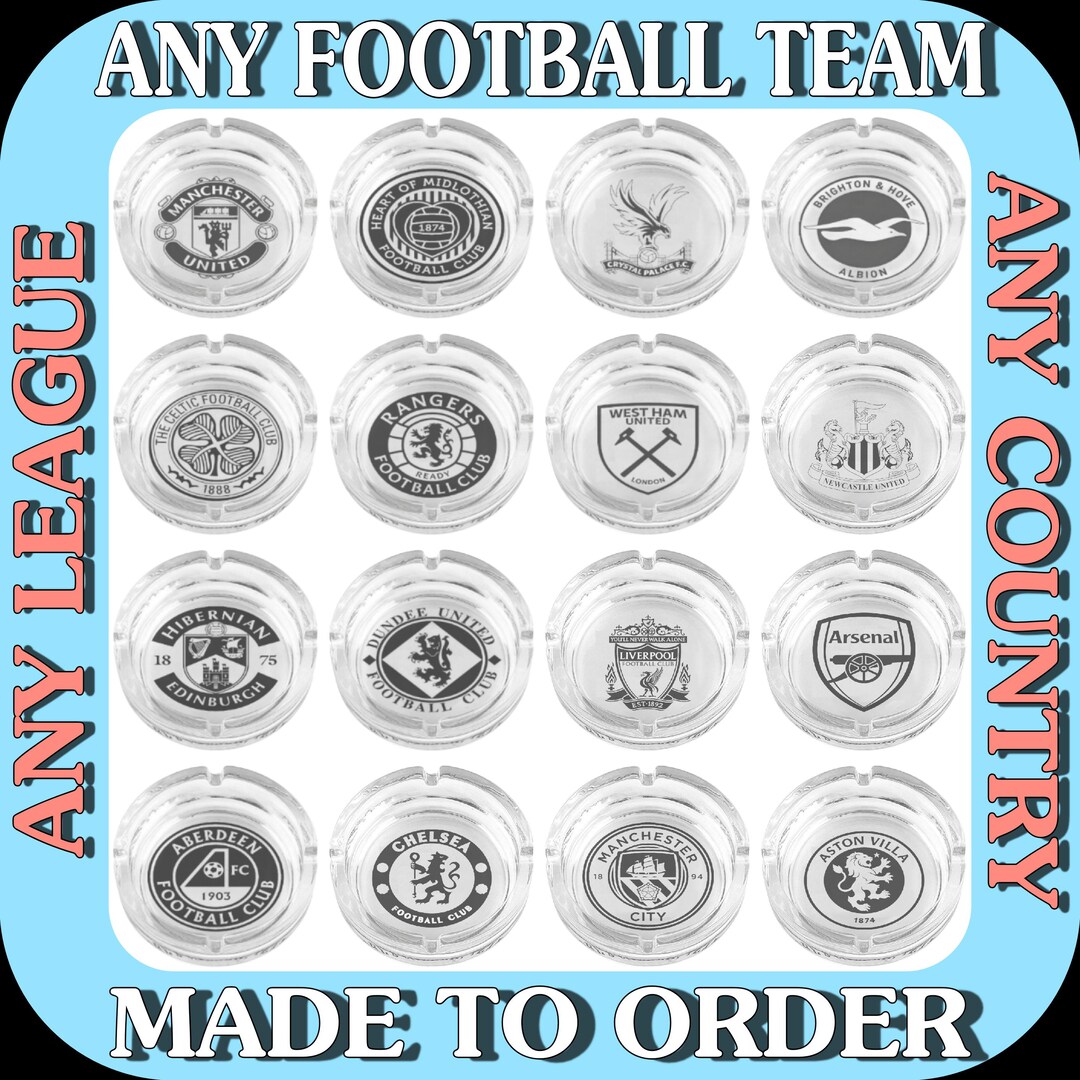 Custom Football Team Glass Ashtray Any Team, Any League Laser Engraved ...