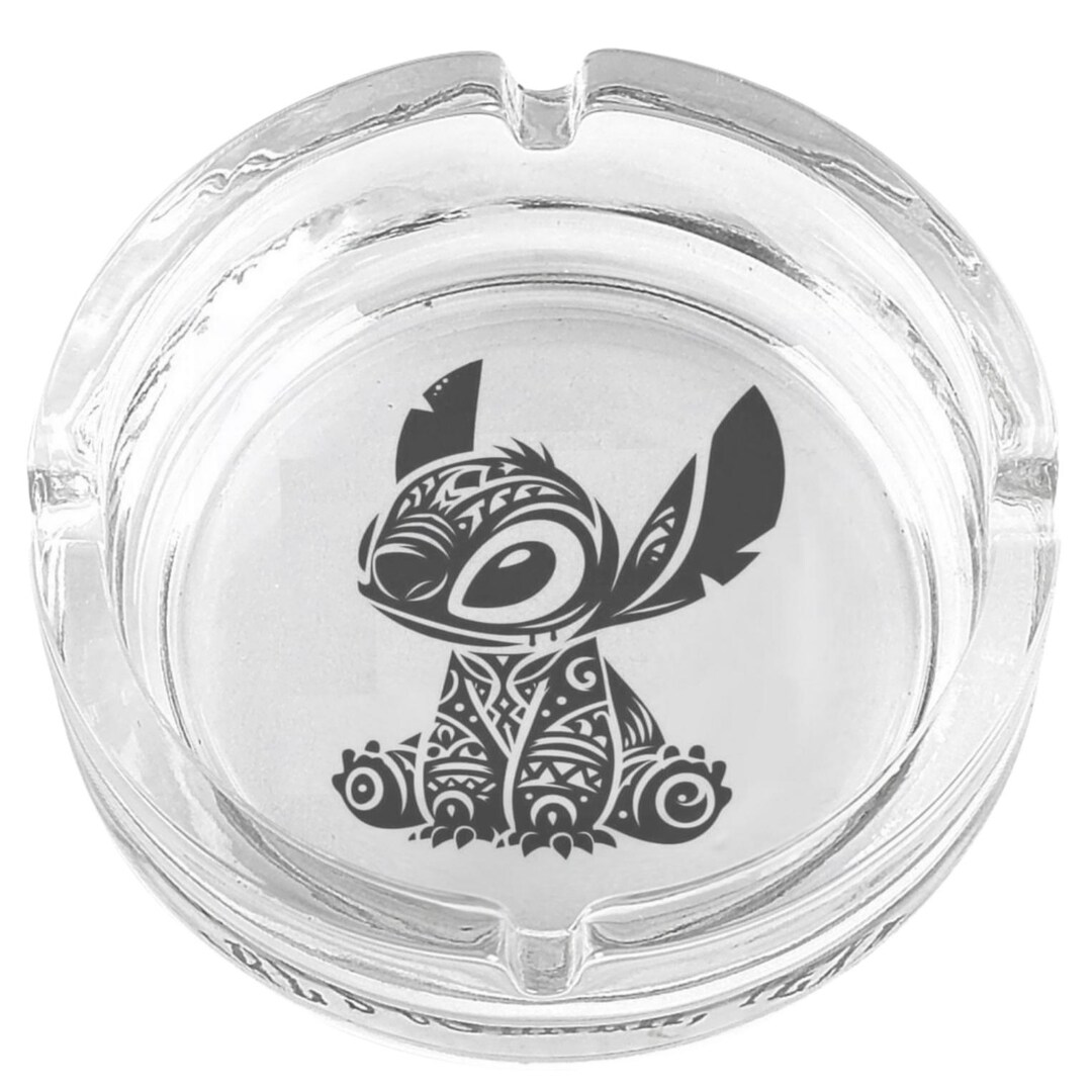 Stitch-inspired Tapestry Glass Ashtray Highly Detailed Laser Engraved ...