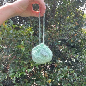 Green Apple Bag/ Handmade Crochet Drawstring Bag / Crochet Pouch - Etsy