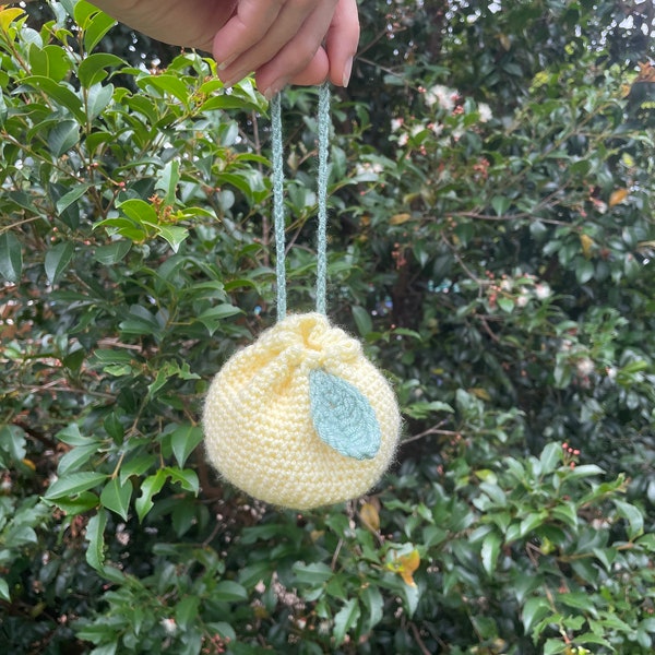 Green Apple Bag/ Handmade Crochet Drawstring Bag / Crochet Pouch - Etsy