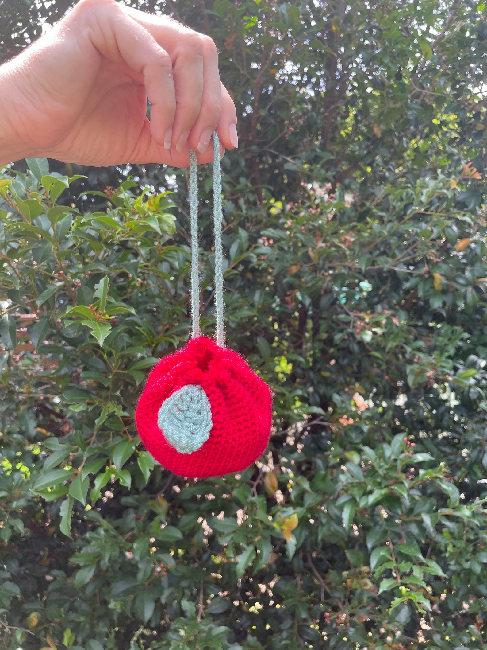 Red Apple Bag/ Handmade Crochet Drawstring Bag / Crochet Pouch - Etsy