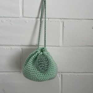 Green Apple Bag/ Handmade Crochet Drawstring Bag / Crochet Pouch - Etsy