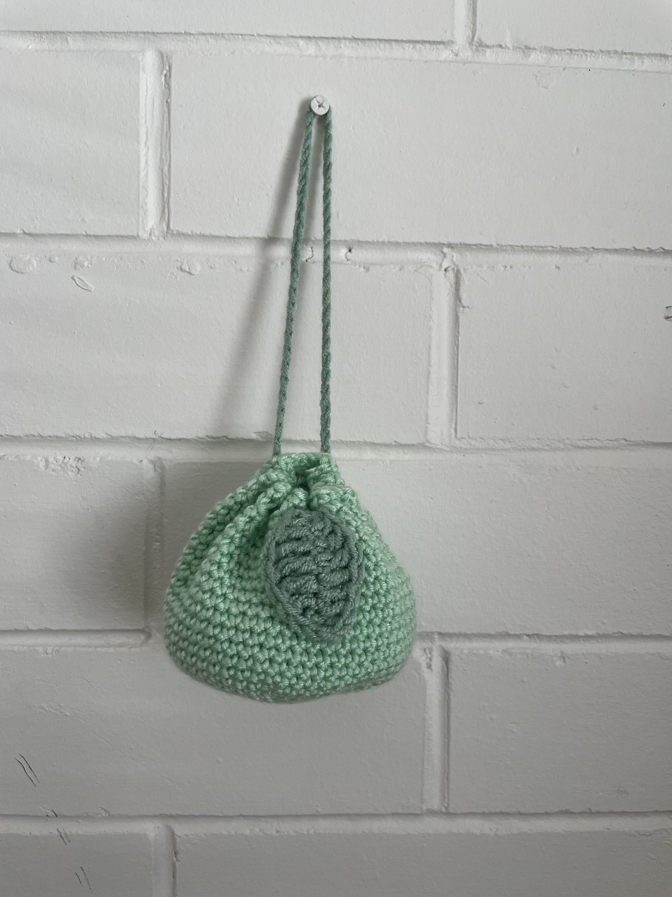 Green Apple Bag/ Handmade Crochet Drawstring Bag / Crochet - Etsy