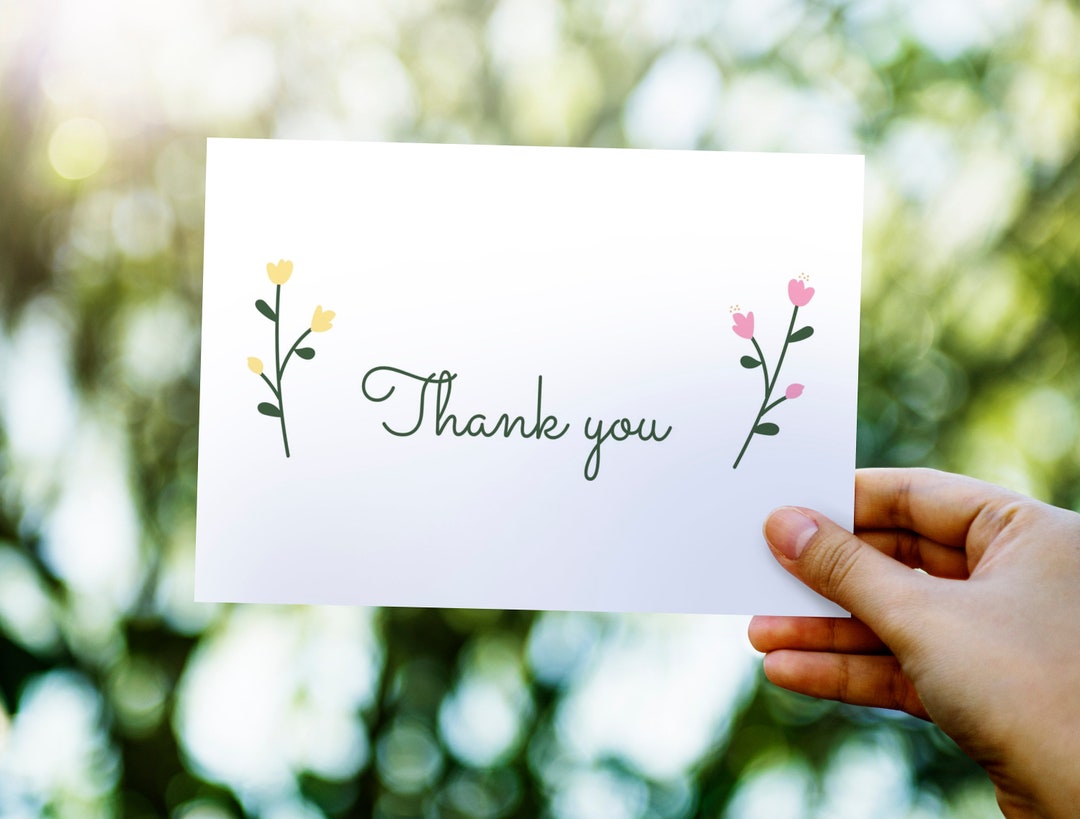 Tarjeta de agradecimiento Tarjetas de felicitación de flores rosas y amarillas. - Etsy México