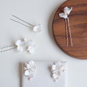 Floral Bridal Hair Accessories, White Flower Hair Slides, Wedding Hair ...