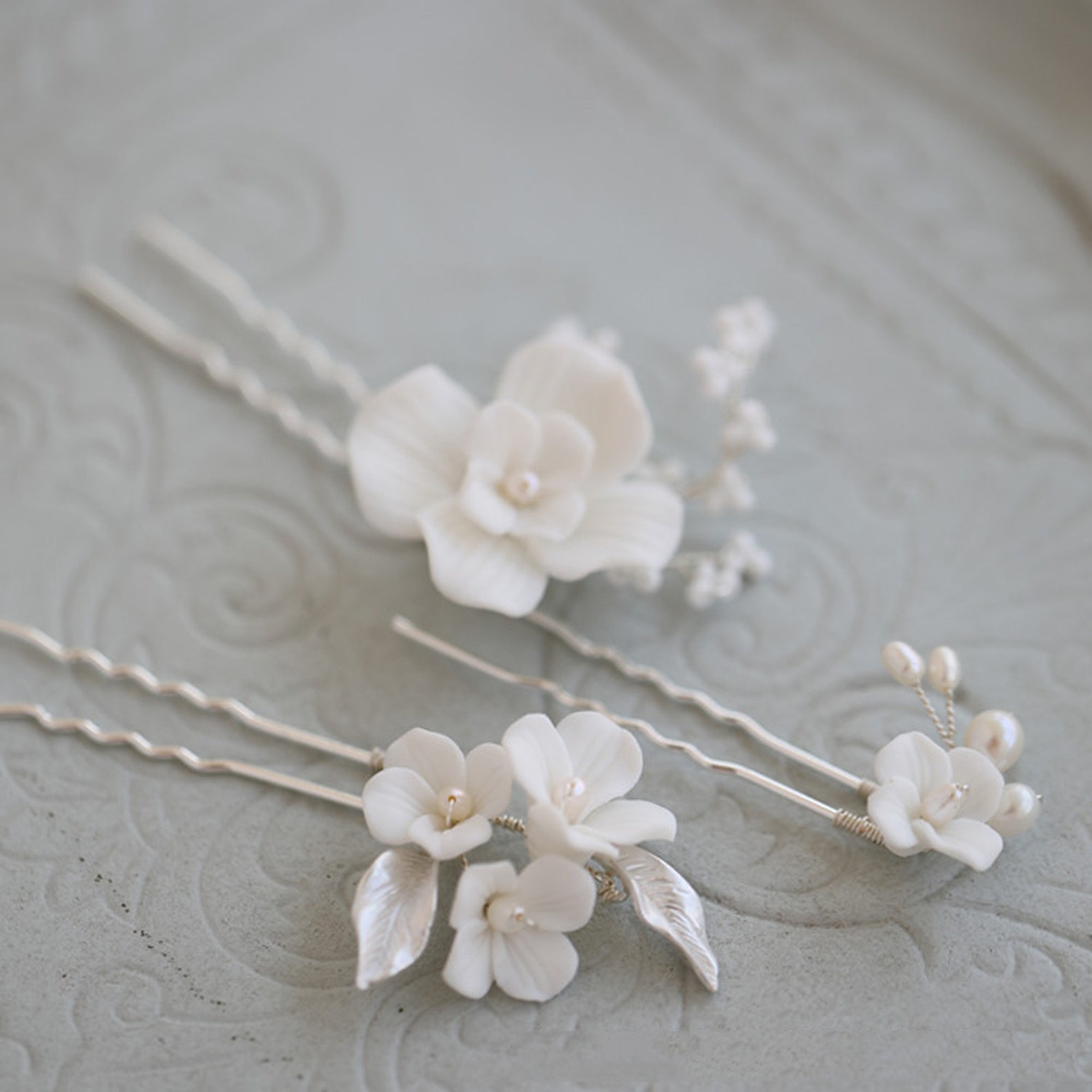 Pearl Floral Sliver Wedding Bridal Accessory Bridal Handmade - Etsy