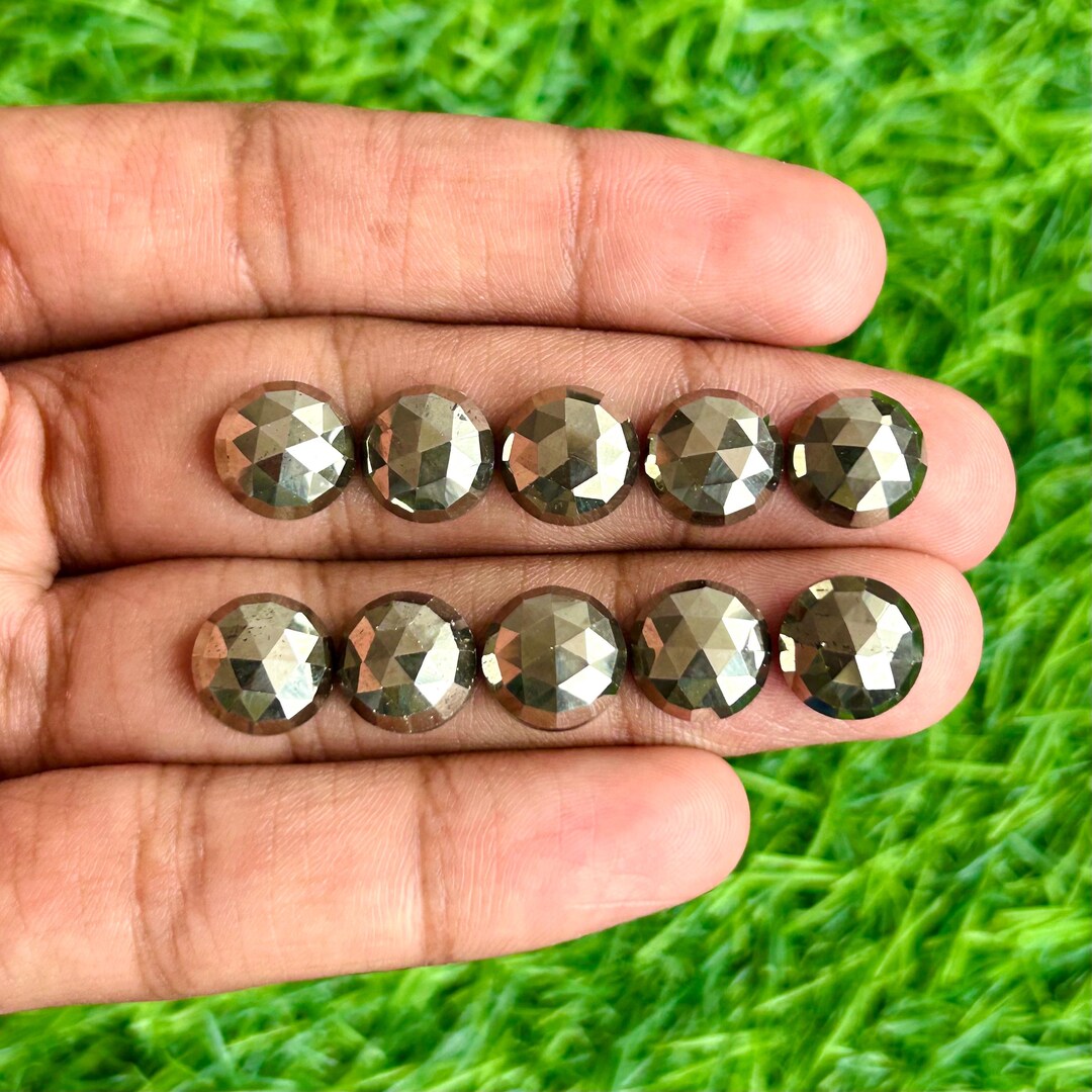 10MM Faceted Golden Pyrite| Pyrite Rosecut| Round Rosecut| Pyrite Round ...