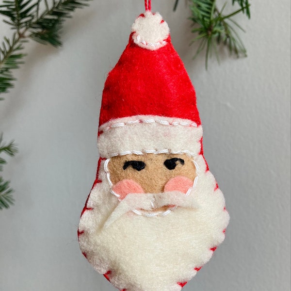 Vintage Felt Santa Ornaments - Etsy
