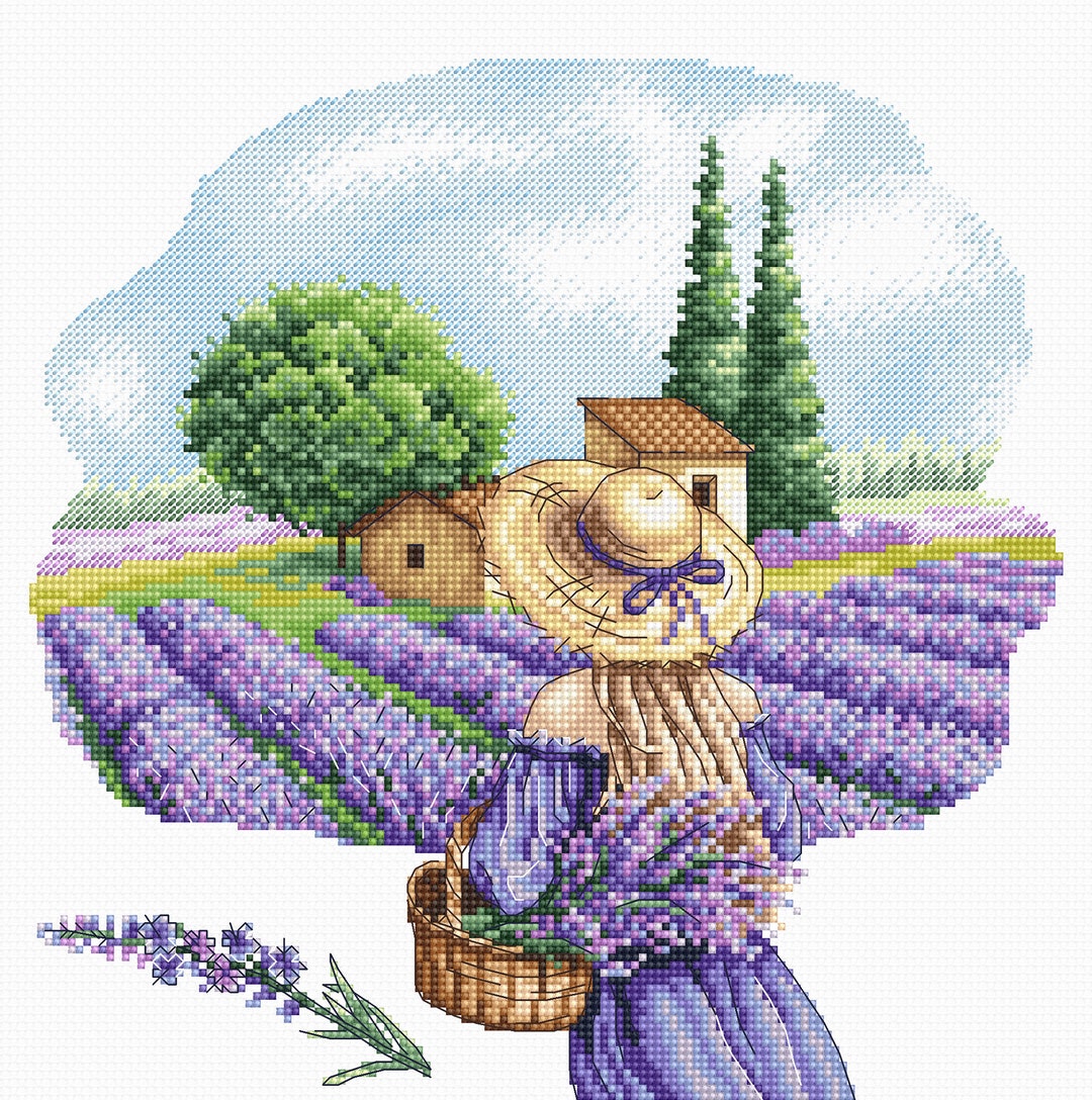 Lavender Field Stitch and Art Cross Stitch Kit P007 - Etsy