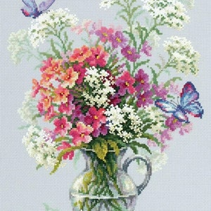 100-081 Phlox and Yarrow. Magic Needle Cross Stitch Kit - Etsy