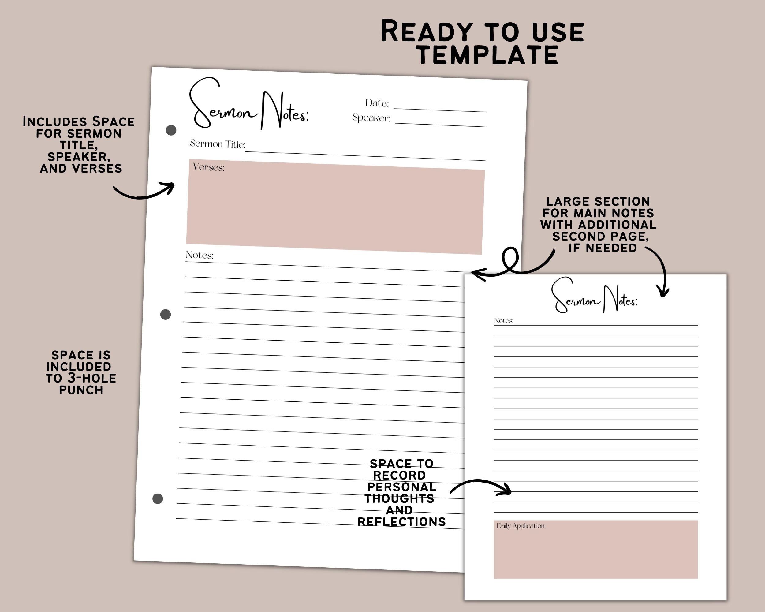 Sermon Church Notes Printable | Digital Download | Bible Study Notes ...