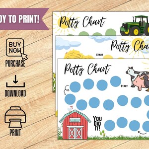 Farm Potty Training Chart Bundle, Printable Digital Download Toddler ...