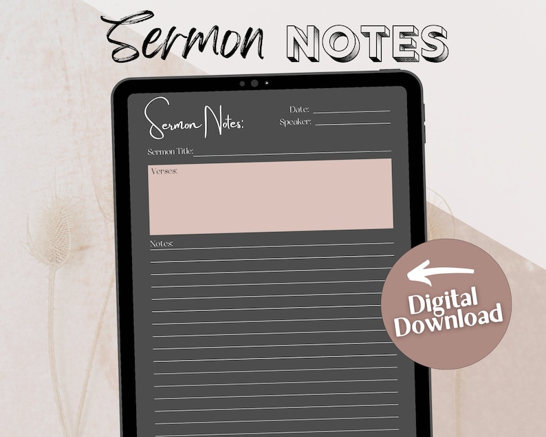 Goodnotes Sermon Church Notes | Digital Download | Bible Study Notes ...
