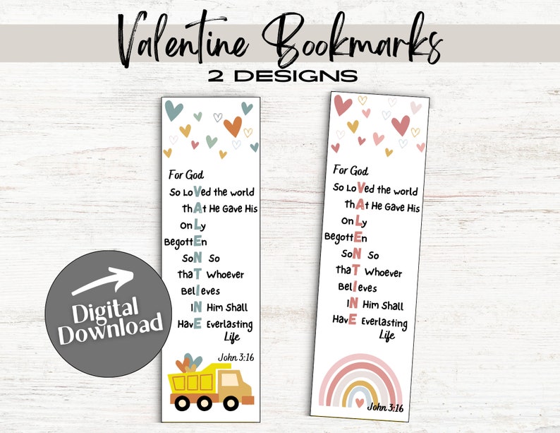 Printable Kids Valentines Bookmarks for Kids Bible Verse Valentine ...