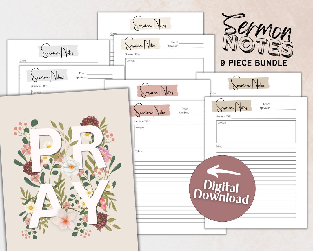 Sermon Church Notes Printable | Digital Download | Bible Study Notes ...