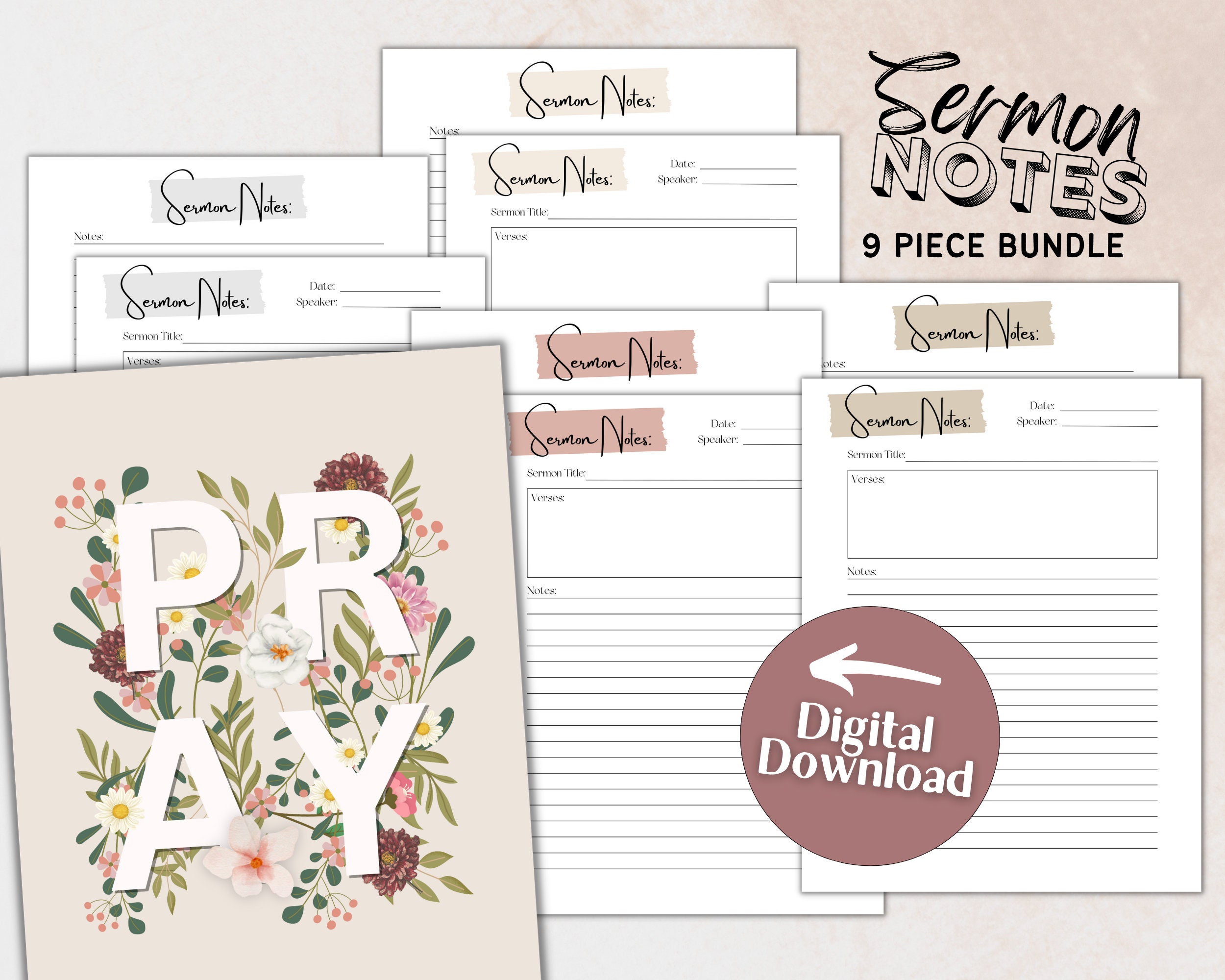 Sermon Church Notes Printable | Digital Download | Bible Study Notes ...