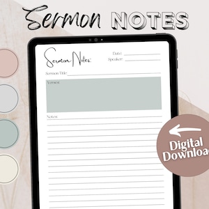 Sermon Church Notes Printable, Digital Download, Bible Study Notes ...