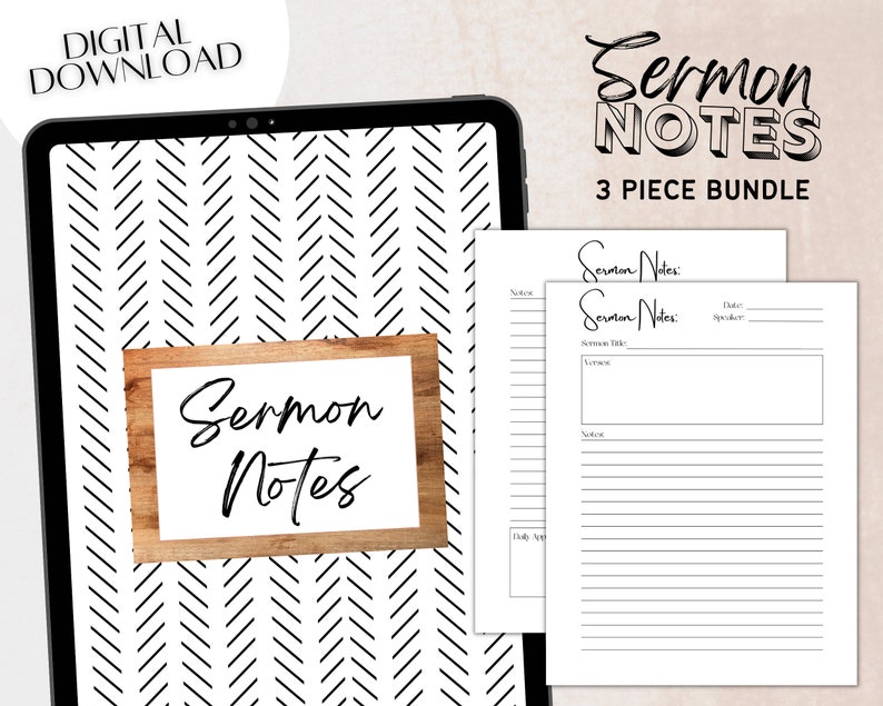Sermon Church Notes Printable | Digital Download | Bible Study Notes ...
