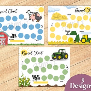 Farm Reward Chart Bundle, Printable Digital Download Toddler Worksheets ...