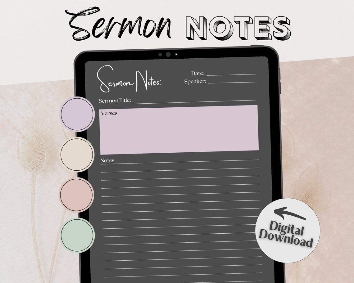 Goodnotes Sermon Church Notes Digital Download Bible Study Notes ...