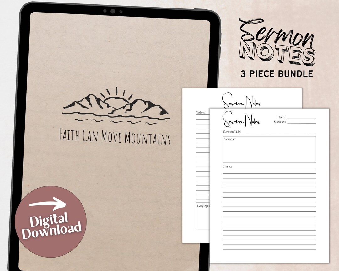 Sermon Church Notes Printable | Digital Download | Bible Study Notes ...