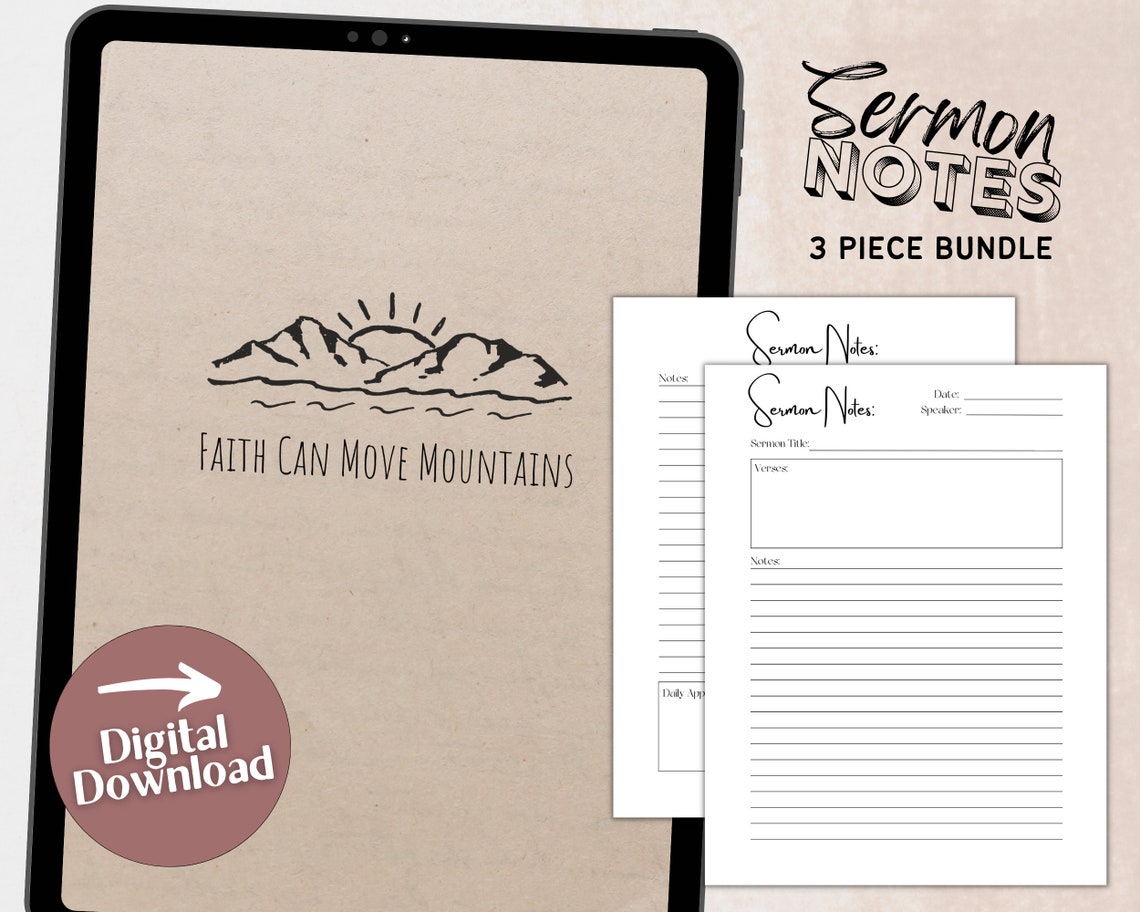 Sermon Church Notes Printable | Digital Download | Bible Study Notes ...