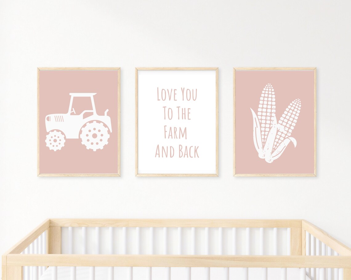 Girl Farm Nursery Decor | Tractor Nursery Prints | Farmhouse Nursery ...