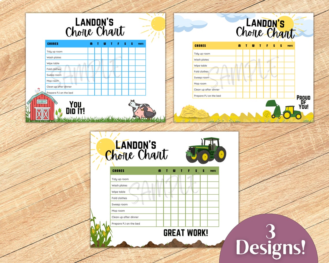 Farm Chore Chart Bundle | Printable Digital Download Toddler Worksheets ...