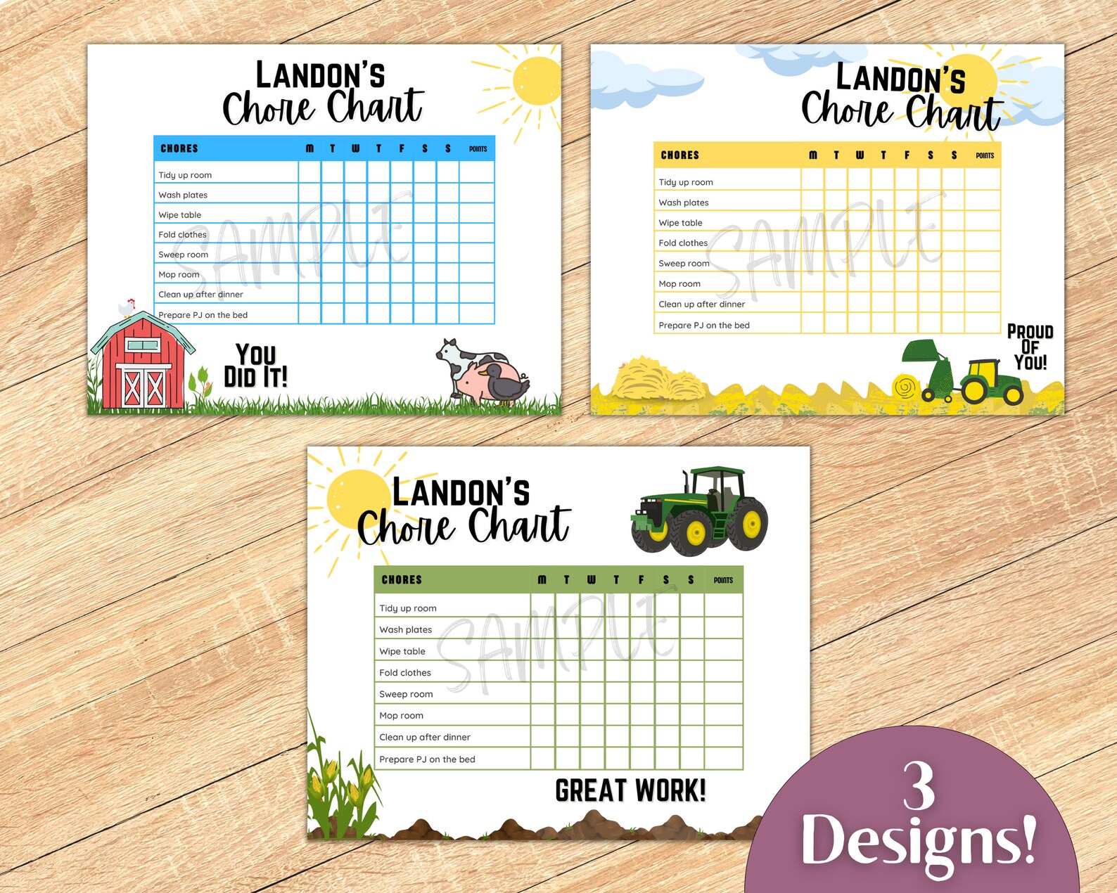 Farm Chore Chart Bundle | Printable Digital Download Toddler Worksheets ...