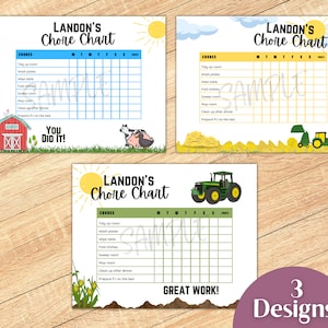 Farm Chore Chart Bundle | Printable Digital Download Toddler Worksheets ...