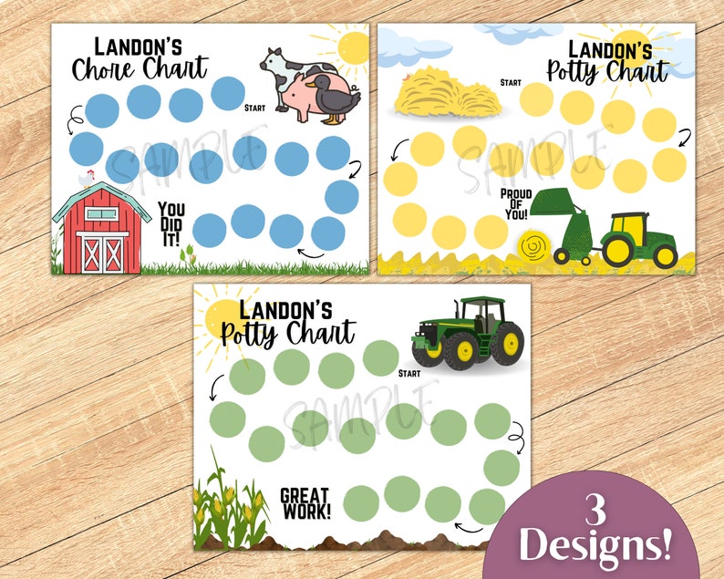 Personalized Farm Potty Training Chart Bundle | Printable Toddler ...