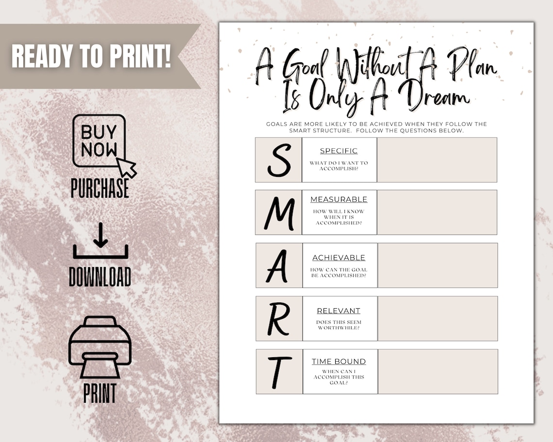 2023 Goal Planner Printable Goal Template S.M.A.R.T. Goal Worksheet ...
