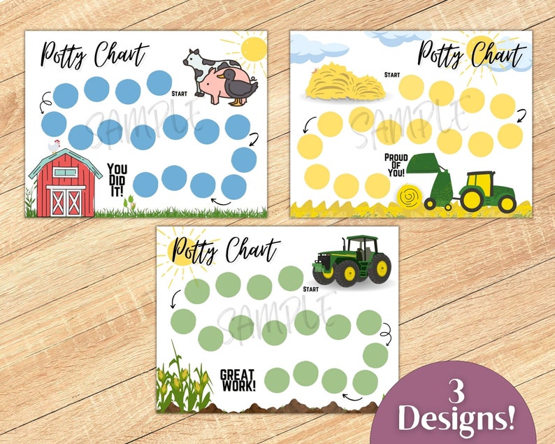 Farm Potty Training Chart Bundle, Printable Digital Download Toddler ...