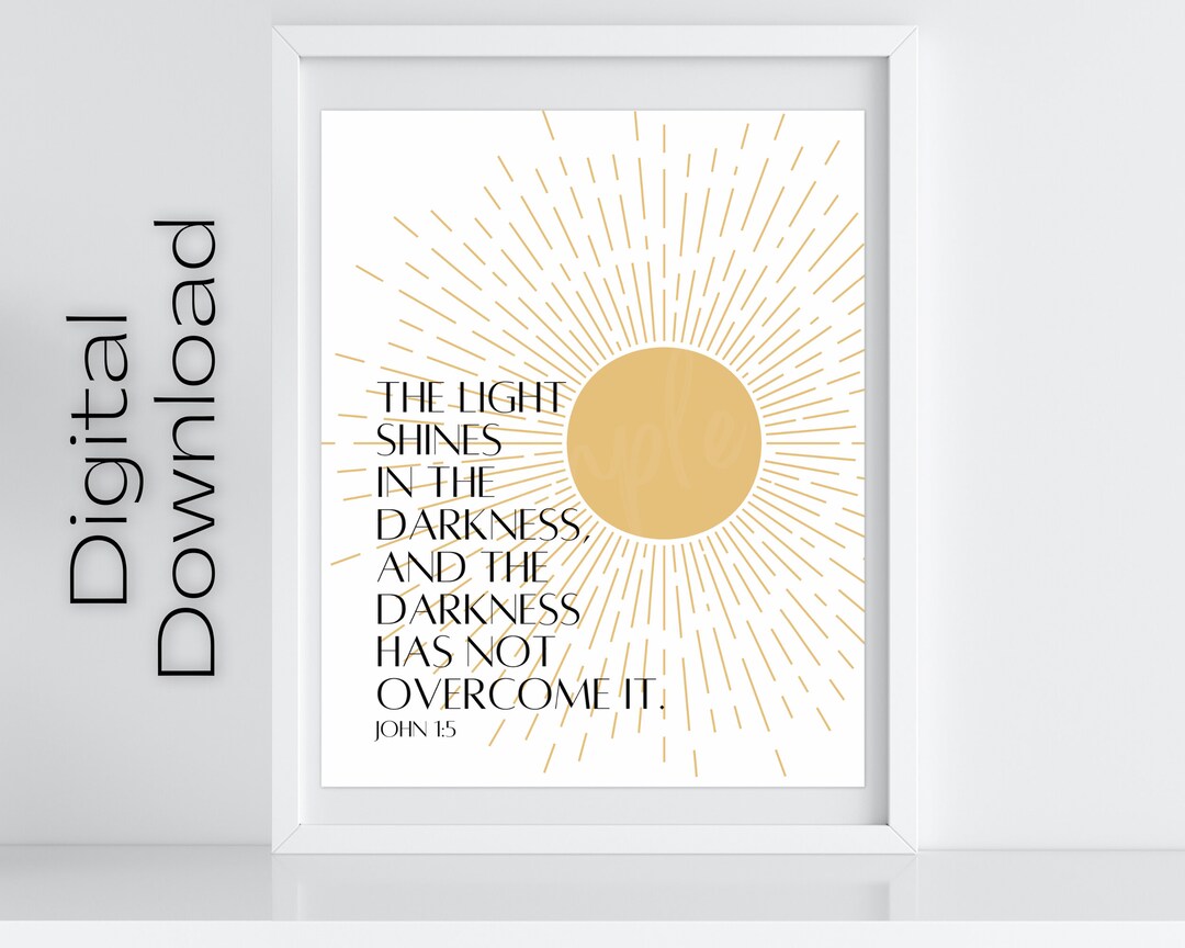 John 1:5 Sign | Light Shines in Darkness | Minimalist Wall Decor ...
