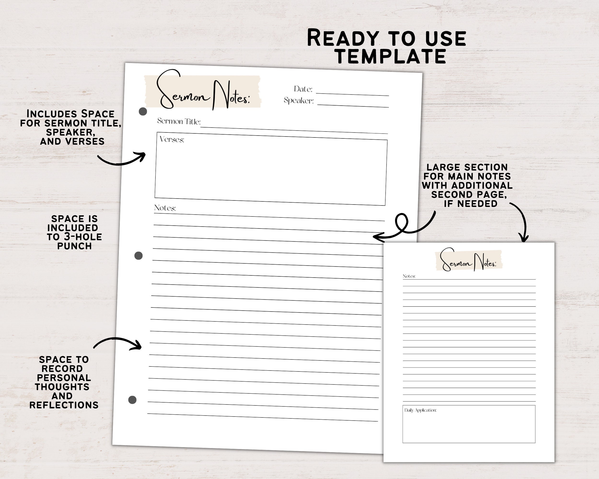 Sermon Church Notes Printable | Digital Download | Bible Study Notes ...